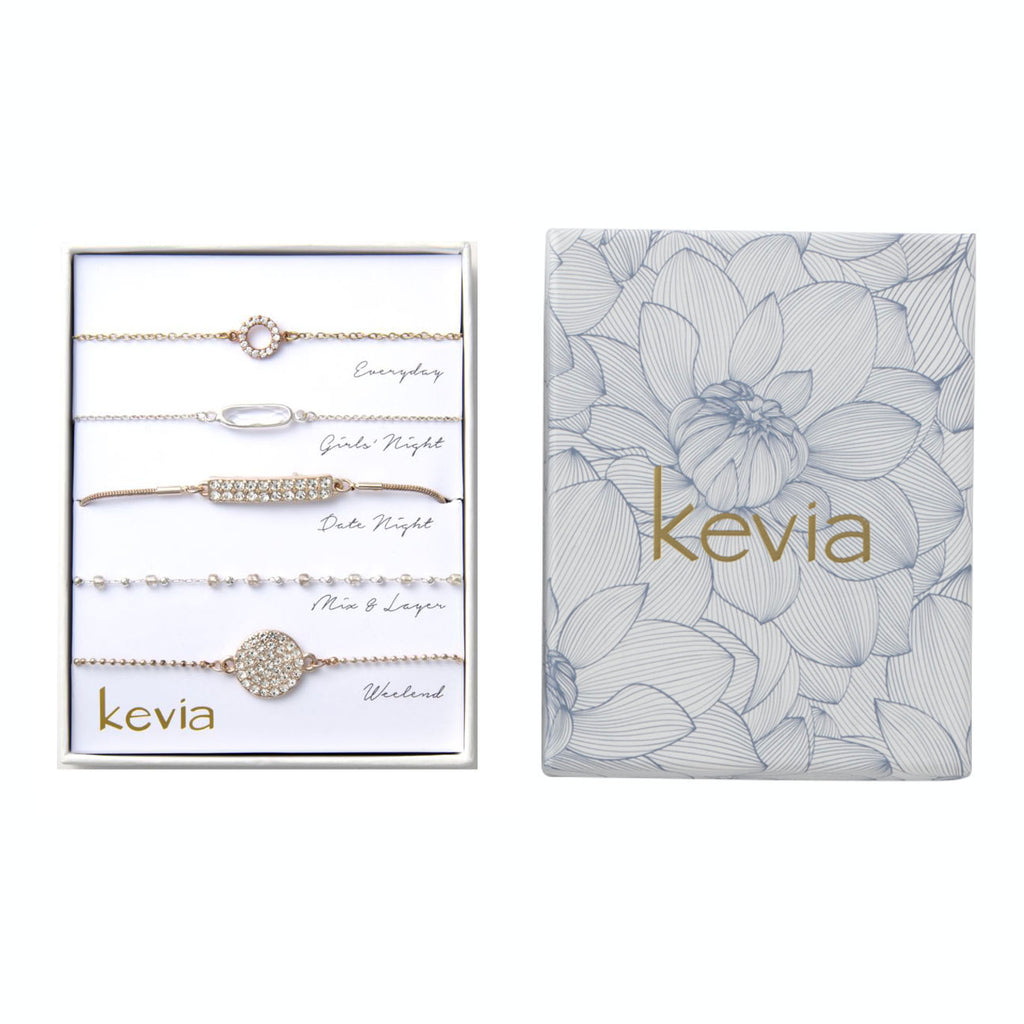 Pave Mixed Metal Bracelet Set – Kevia Style, LLC