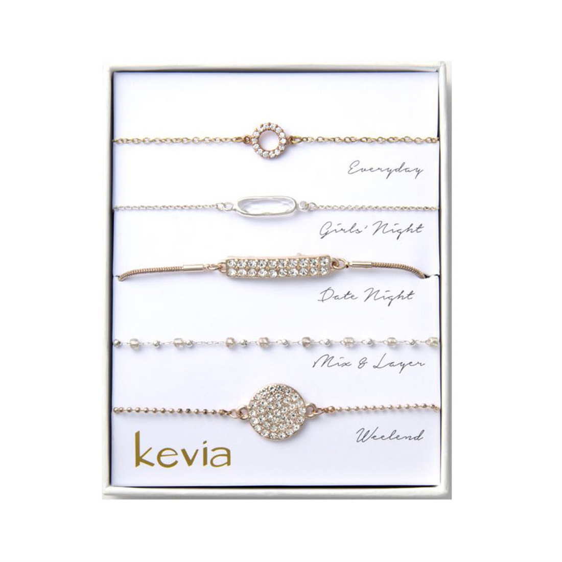 Pave Mixed Metal Bracelet Set – Kevia Style, LLC