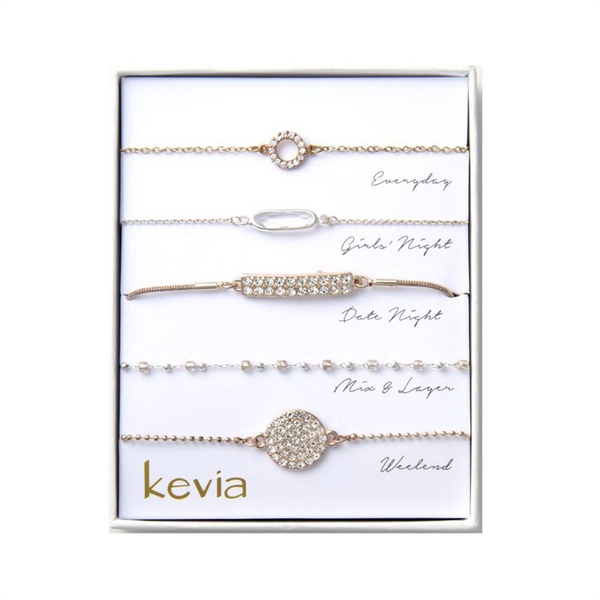 Pave Mixed Metal Bracelet Set – Kevia Style, LLC