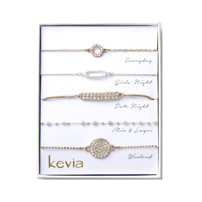 Pave Mixed Metal Bracelet Set – Kevia Style, LLC