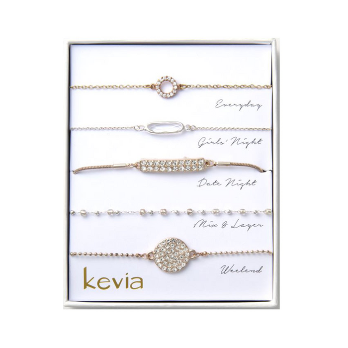 Pave Mixed Metal Bracelet Set – Kevia Style, LLC