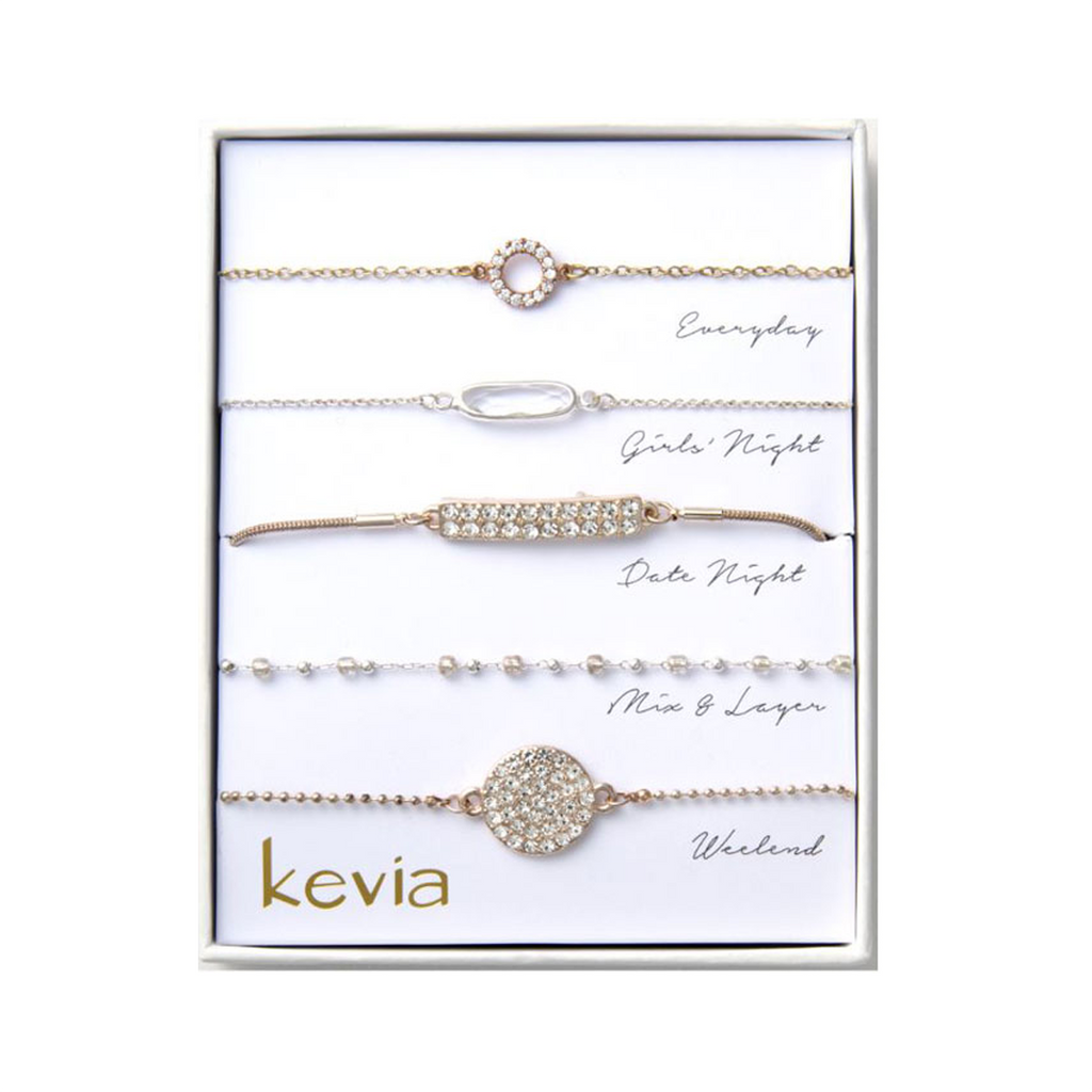 Pave Mixed Metal Bracelet Set – Kevia Style, LLC