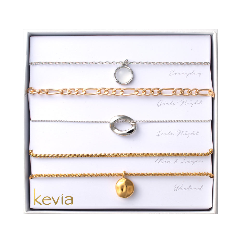 Liquid Metal and Link Chain Necklace Set – Kevia Style, LLC